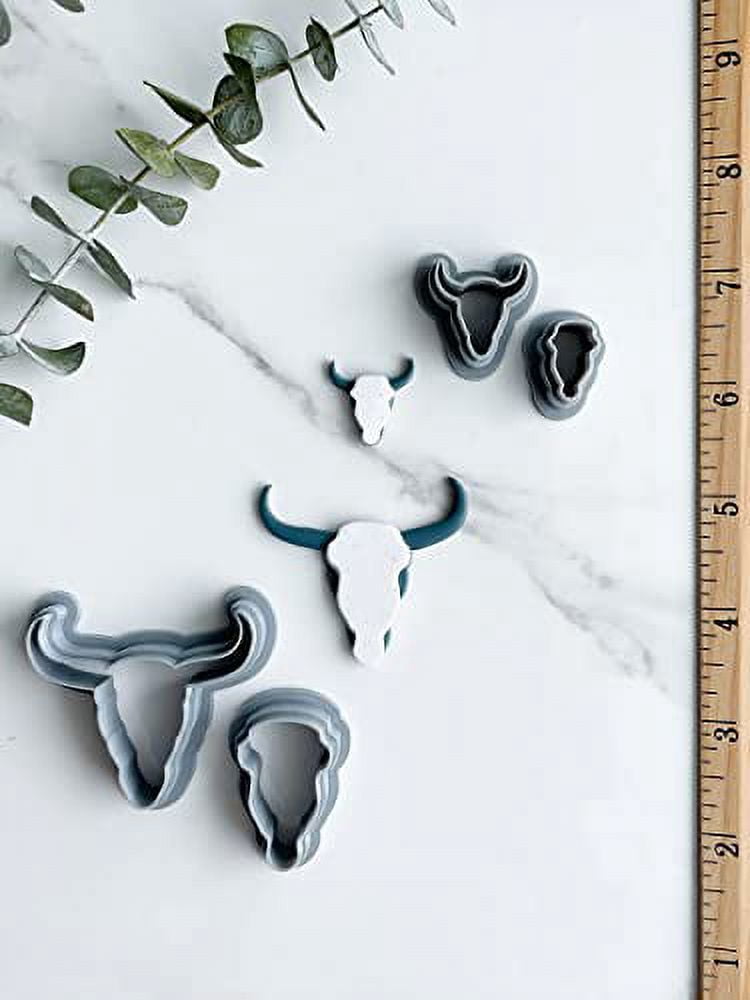 The Clayful Co Polymer Clay Cutters Bessie Cow Skull Combo Pack, Set of ...