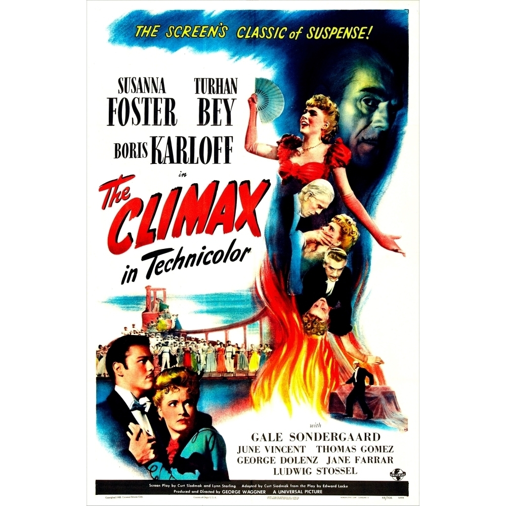 The Climax Us Poster Bottom Left From Left: Turhan Bey Susanna Foster 1944 Movie Poster ...