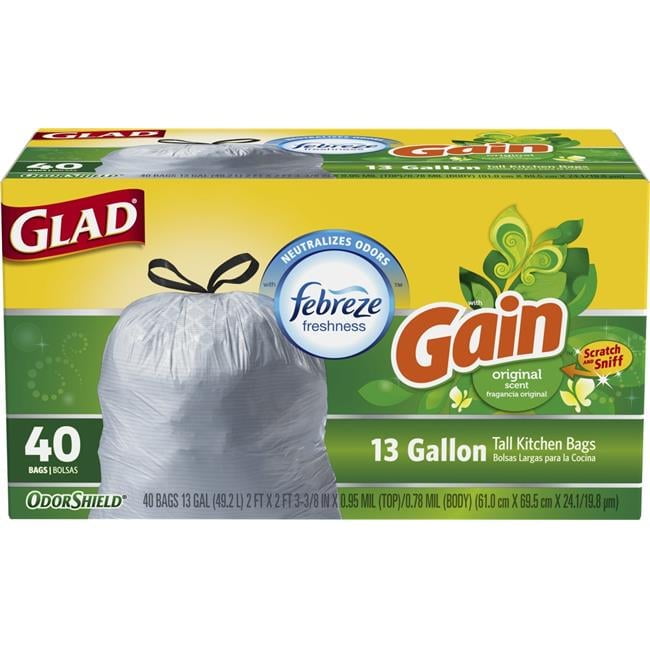 The Clorox 13 gal Odor Shield Gain Scent Drawstring Closure Tall ...