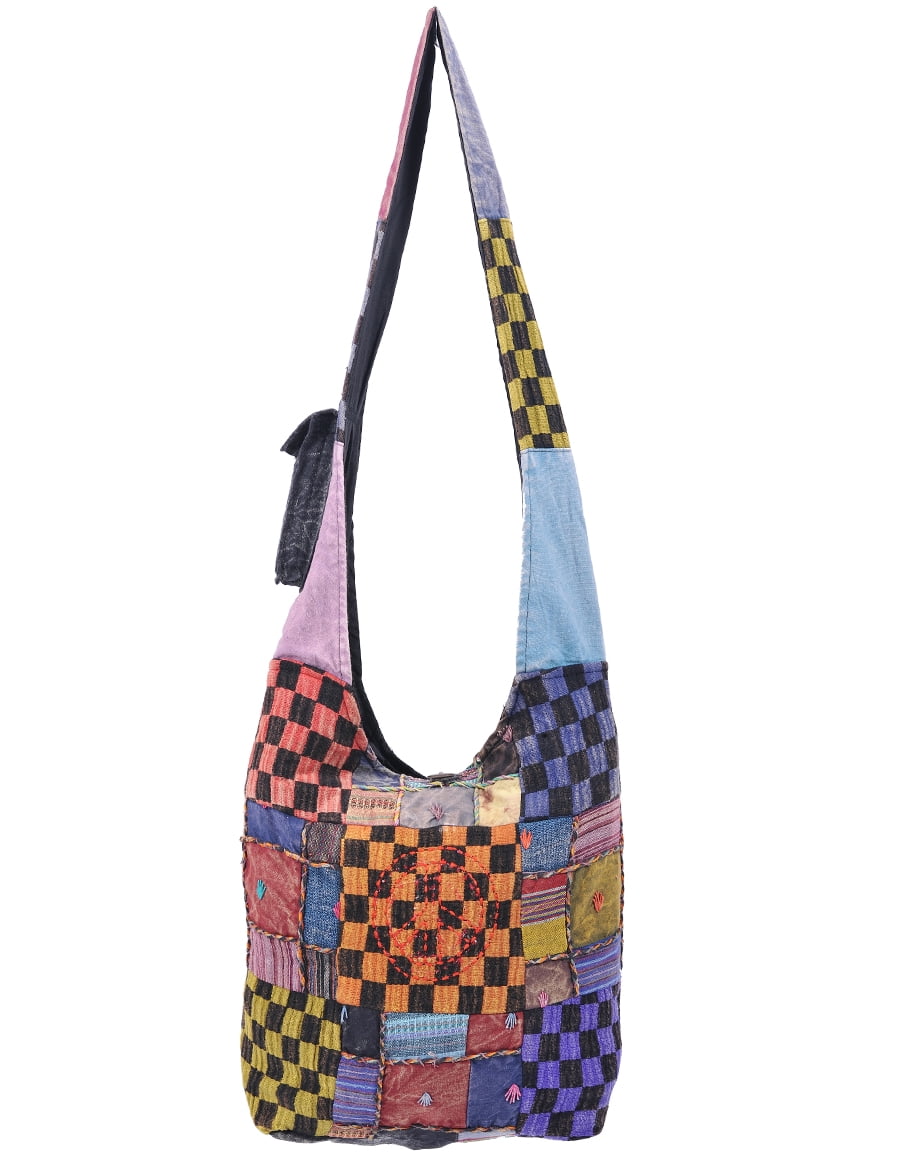 The Collection Royal Checkered and Pece Cotton Patch Hobo Bag - Walmart.com