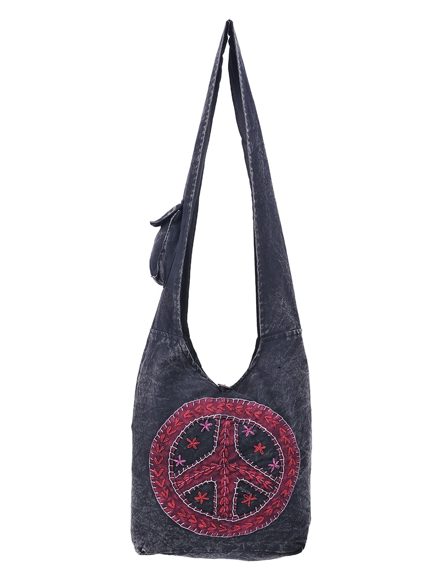 The Collection Royal Peace Emobroidered Cotton Hobo Bag Black - Walmart.com