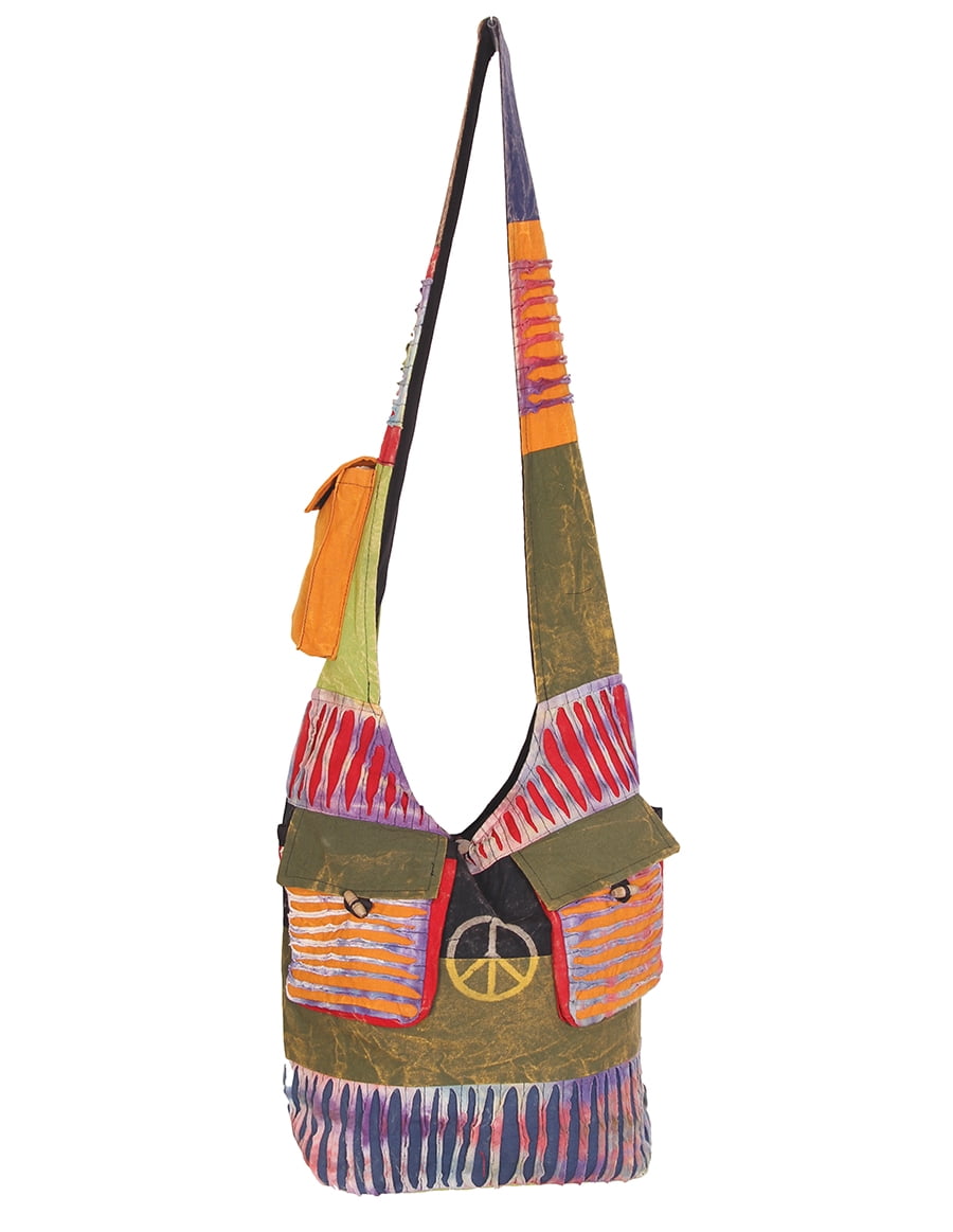 The Collection Royal Peace Stamped with Two Buttoned Pocket Cotton Hobo ...