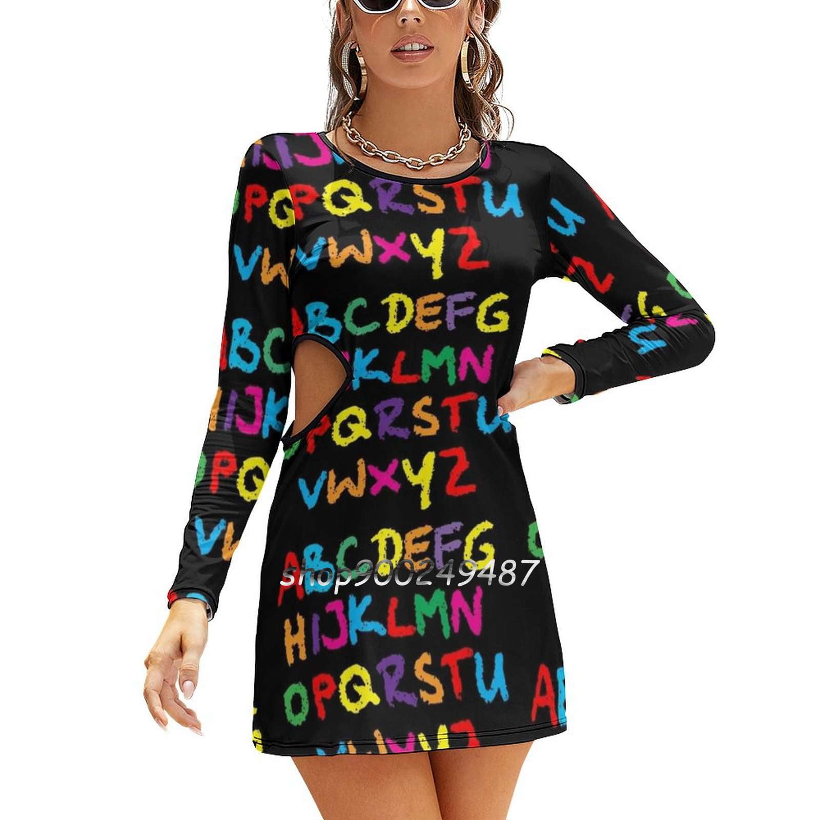 The Colorful Alphabet In Chalk Sweetheart Knot Flared Dress Fashion ...