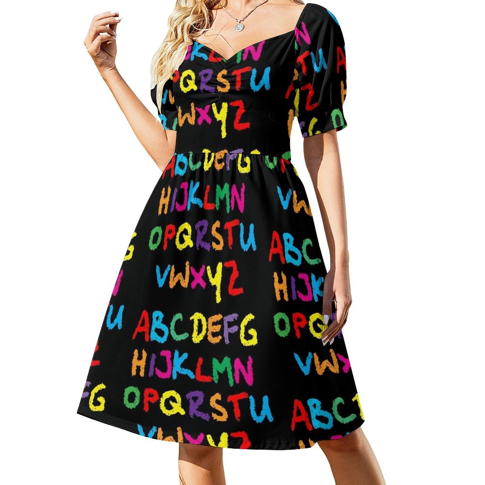 The Colorful Alphabet in Chalk Dress dress dresses elegant dresses plus ...
