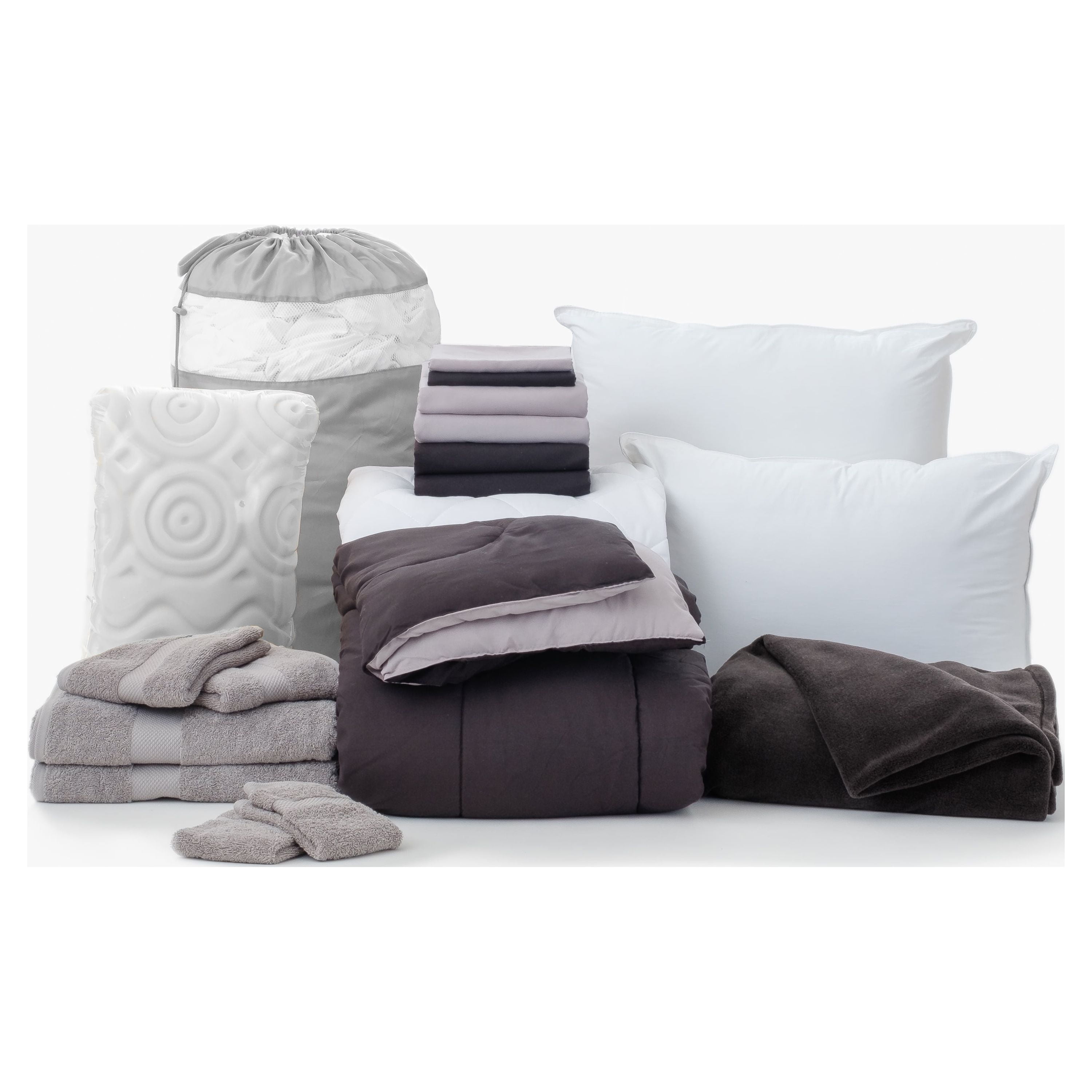 The Comfort Dorm Essentials Value Pack in Blake Black and Gray, 19 ...