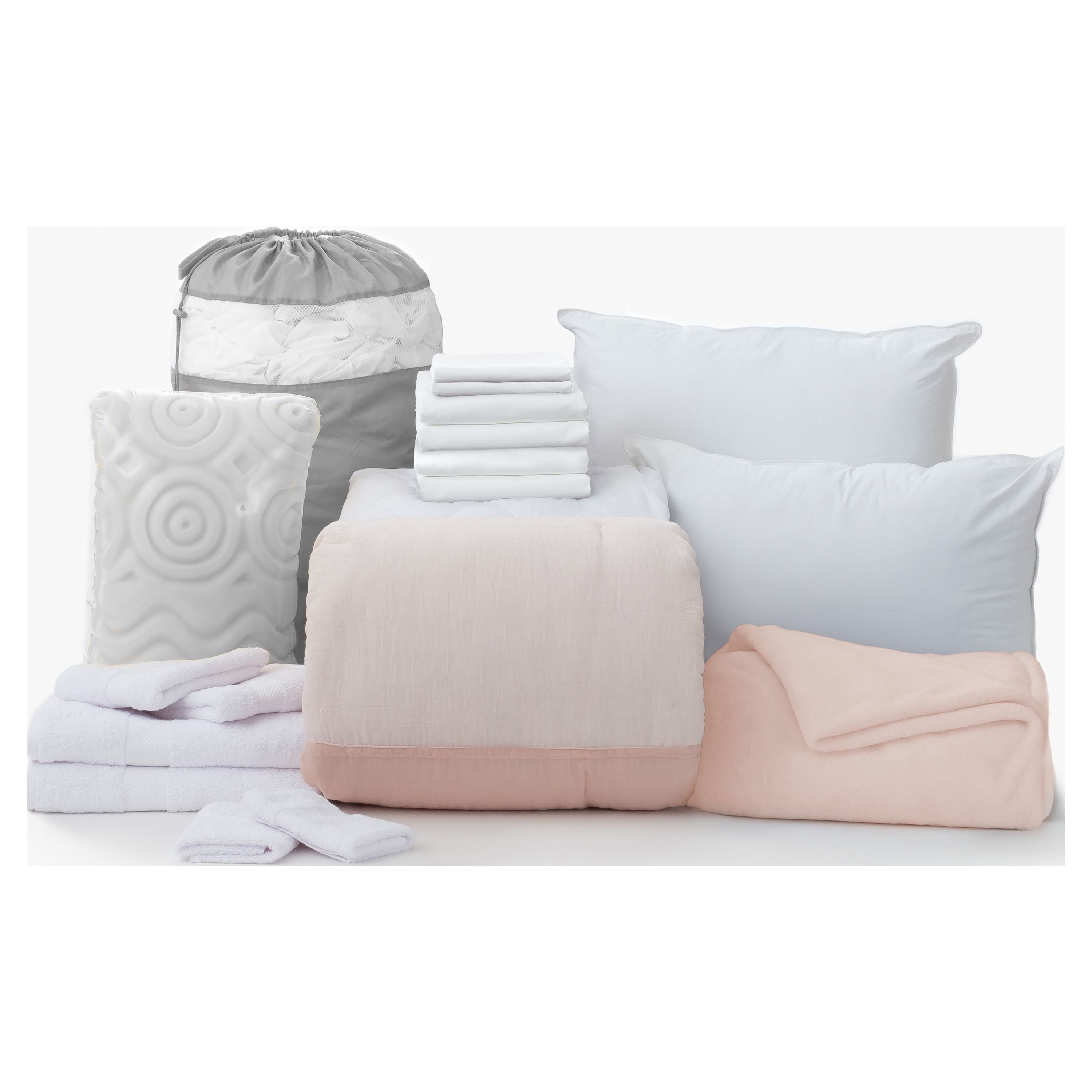The Comfort Dorm Essentials Value Pack in Mila Pink, 19-Piece College ...
