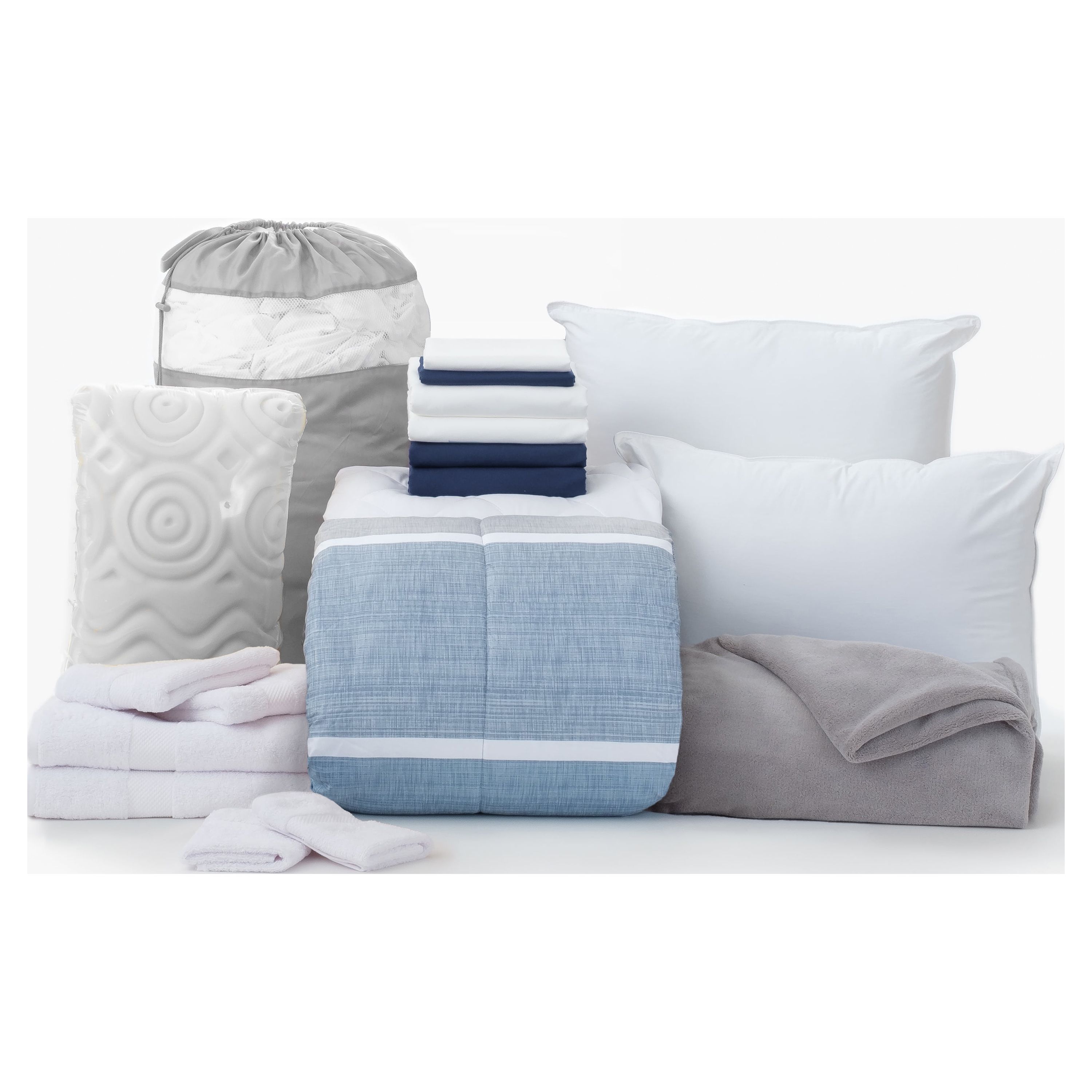 The Comfort Dorm Essentials Value Pack in Nantucket, 19-Piece College ...