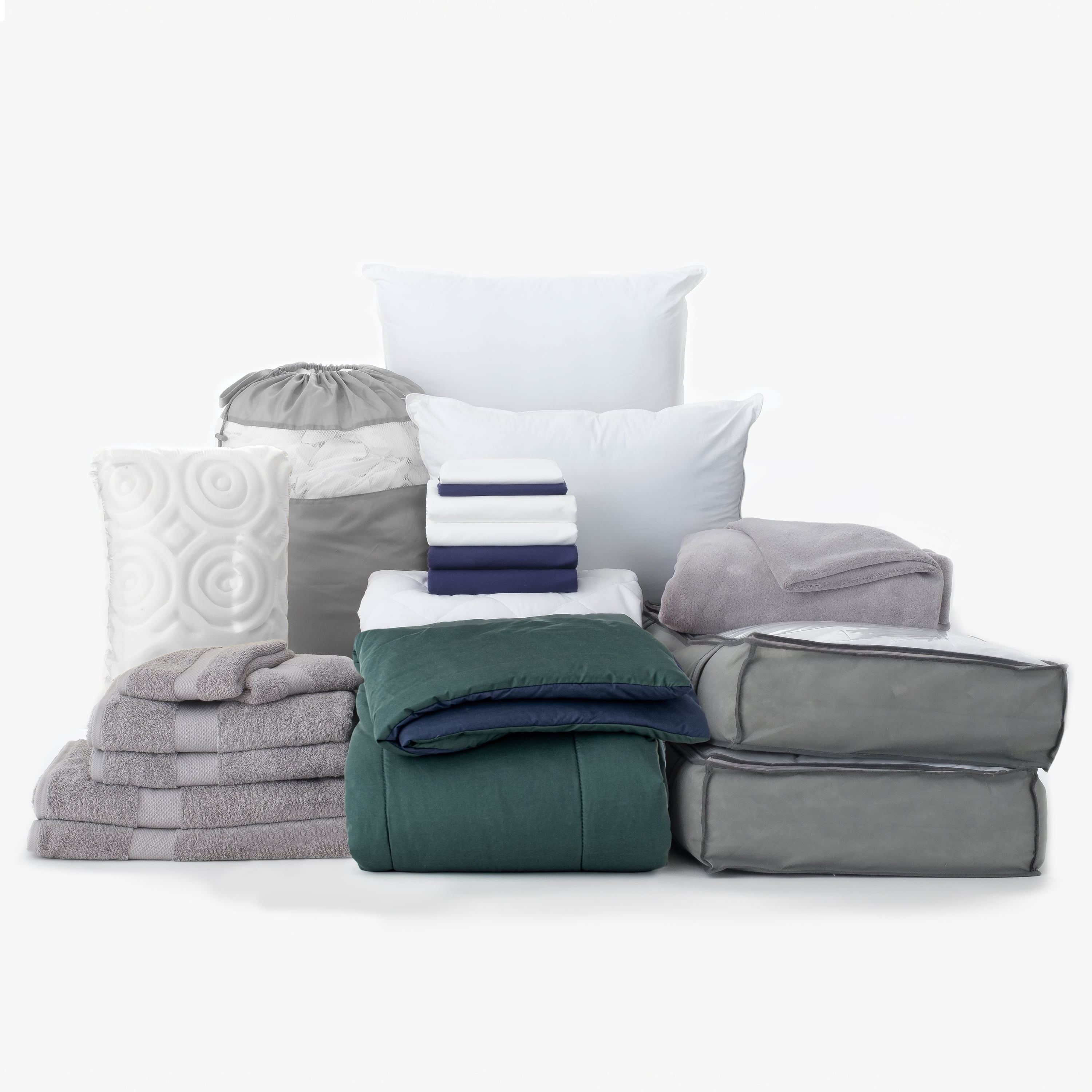 Dawn 21-Piece Dorm Essentials in Hunter & Blue, Twin XL Bedding with ...