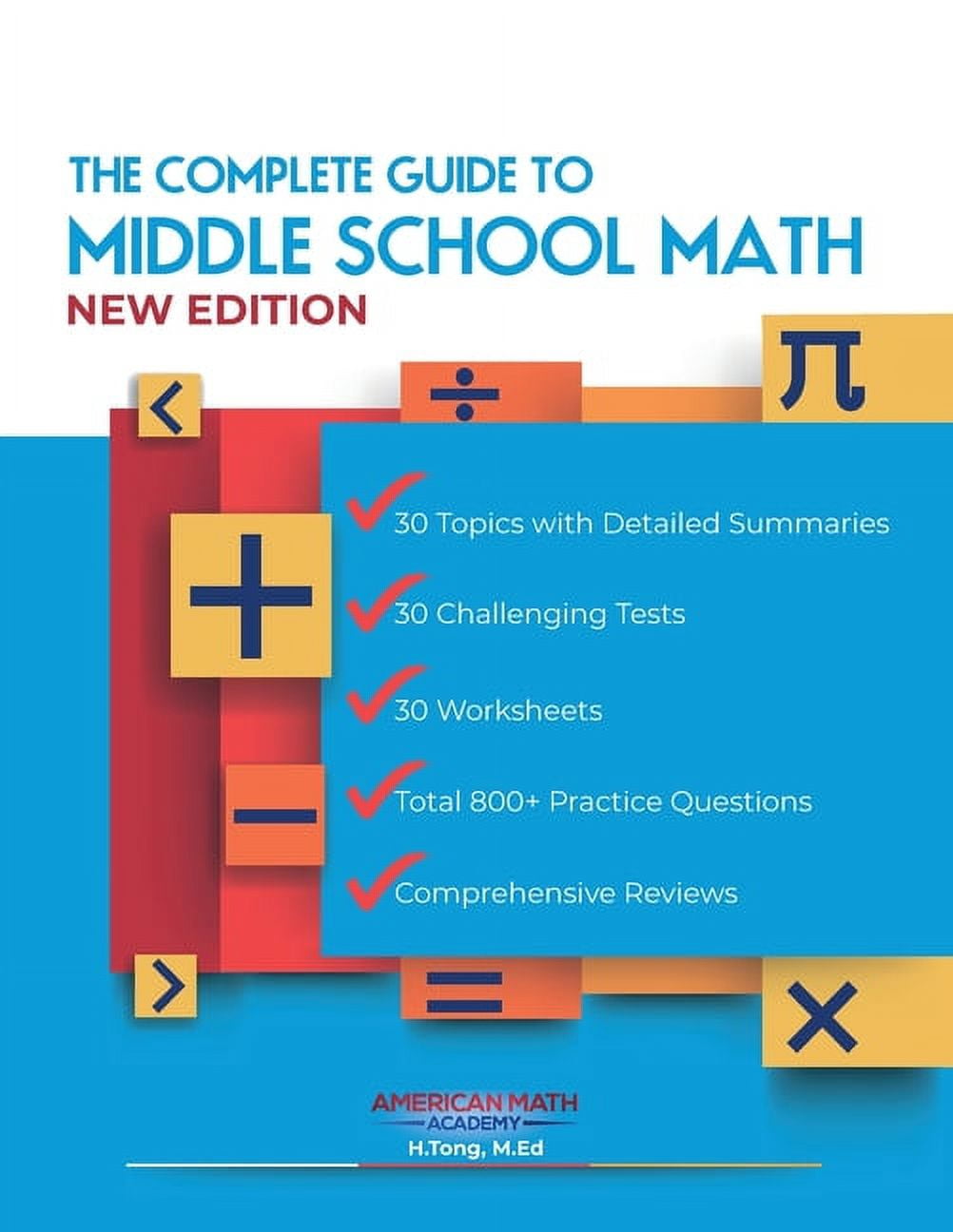 The Complete Guide to Middle School Math Book Grades 6-8, (Paperback ...