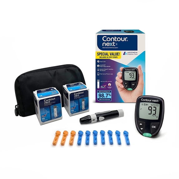 Contour Next Diabetes Glucometer Kit with Test Strips and Lancets ...
