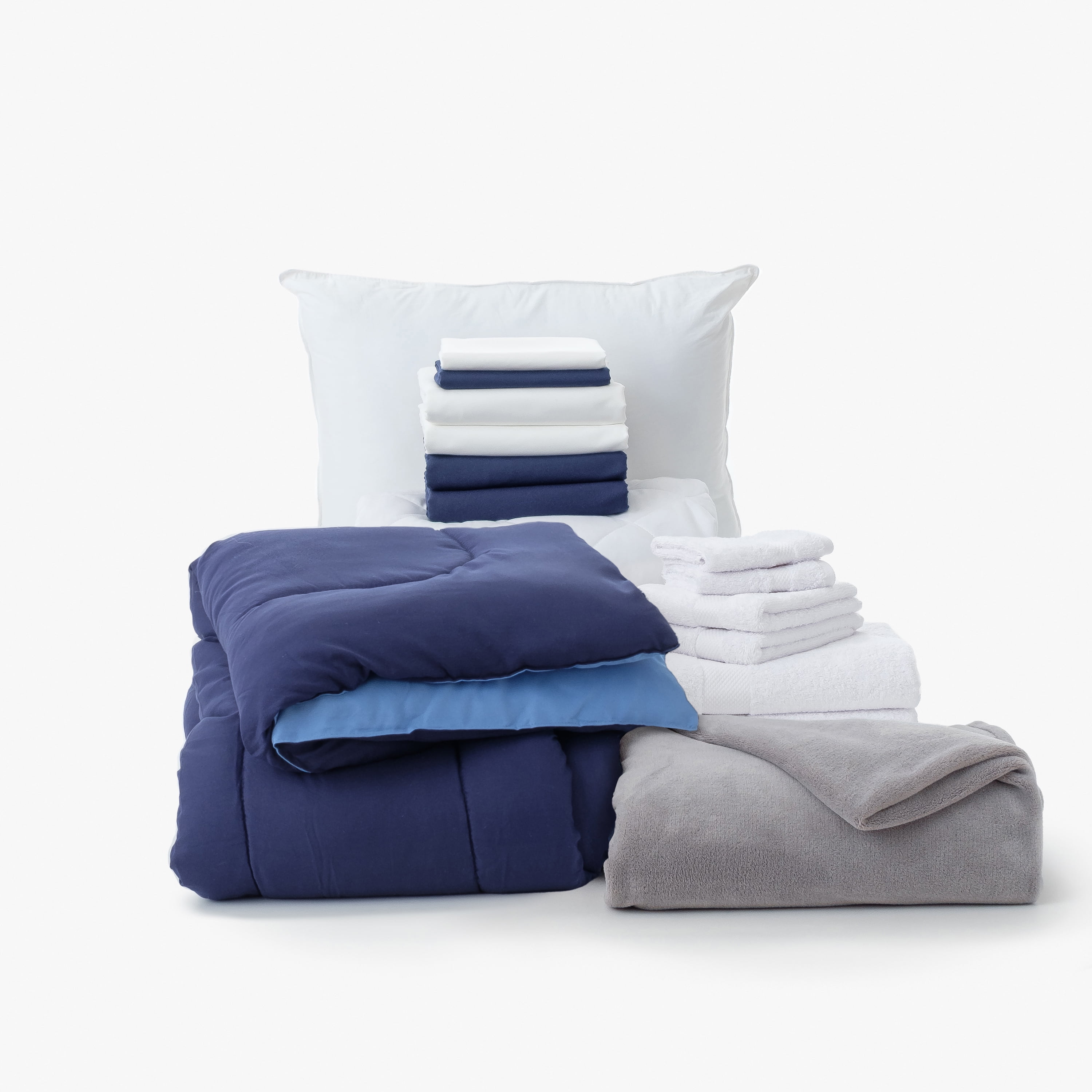 The Core Dorm Essentials Value Pack in Nate Blue and Navy, 16-Piece ...