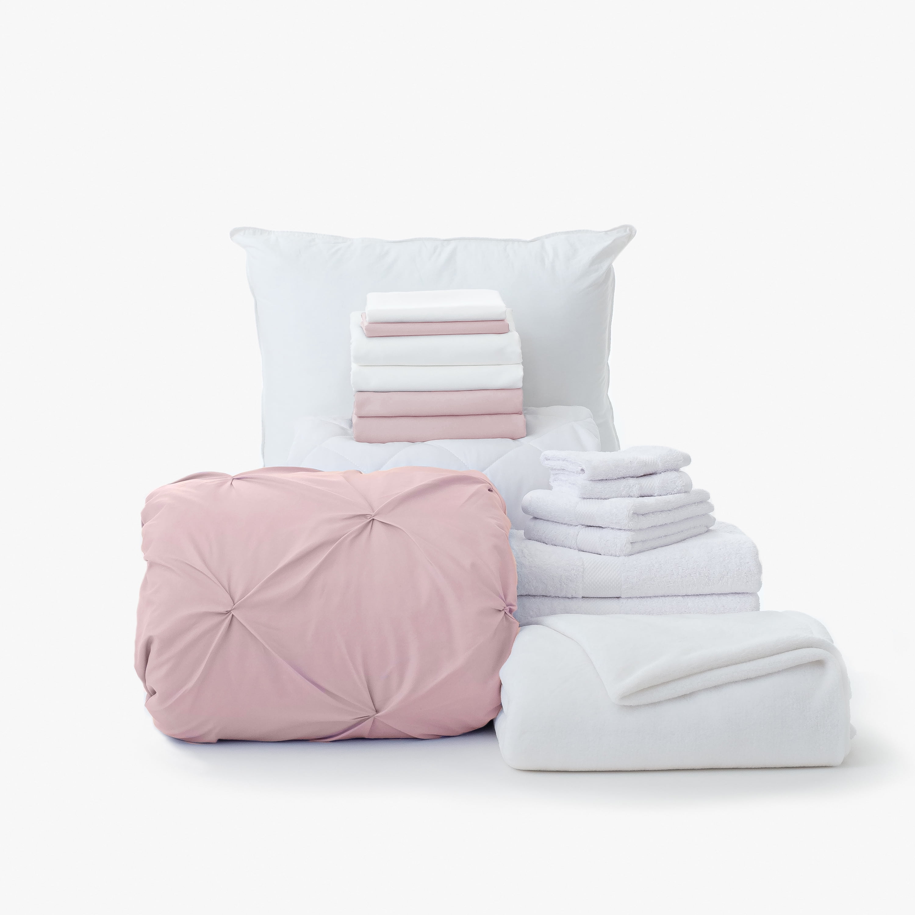 Dawn Core Dorm Essentials Value Pack 16-Piece Paige Pink Bedding Set ...