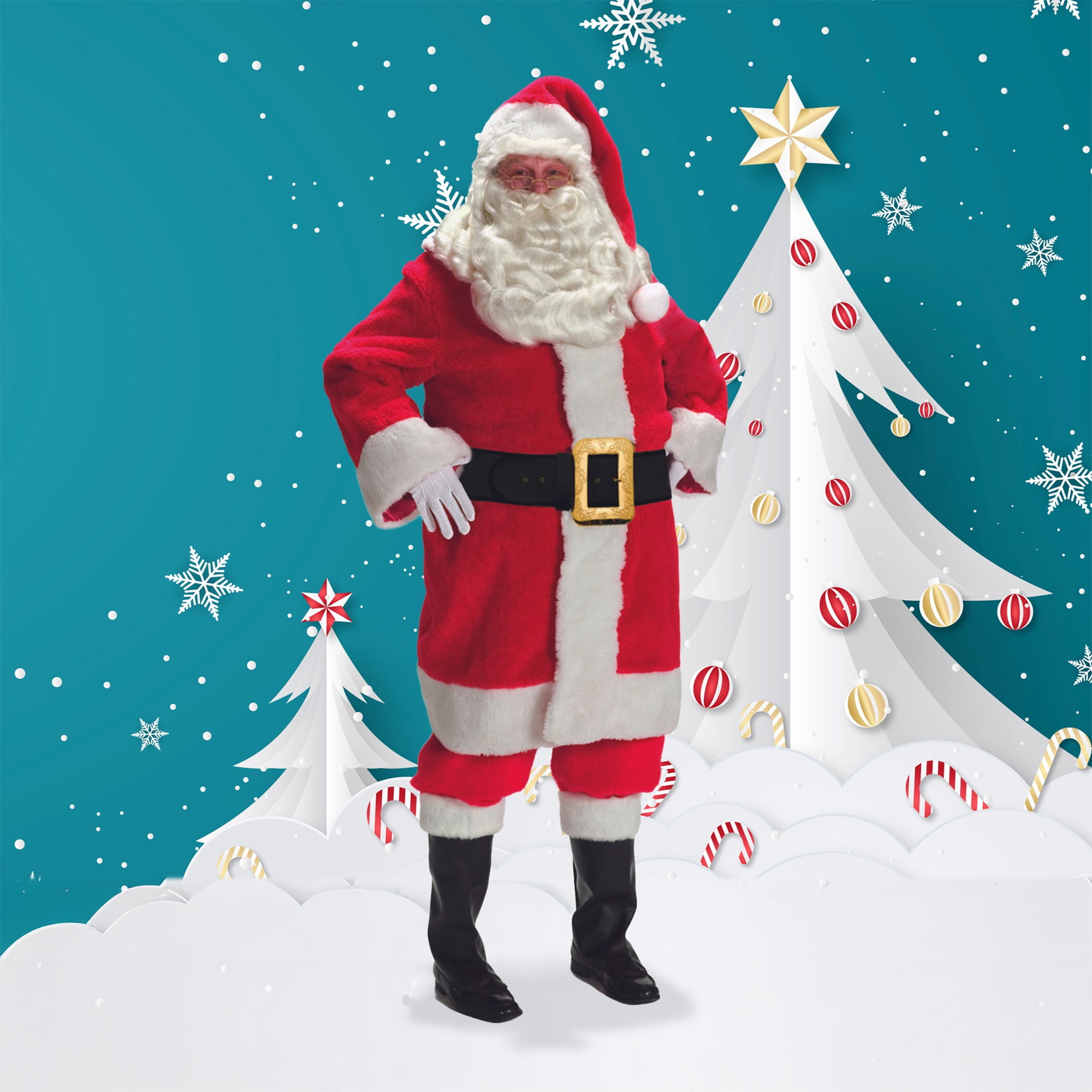 7-Piece Deluxe Red Father Christmas Costume - Adult Size XXL - Walmart.com
