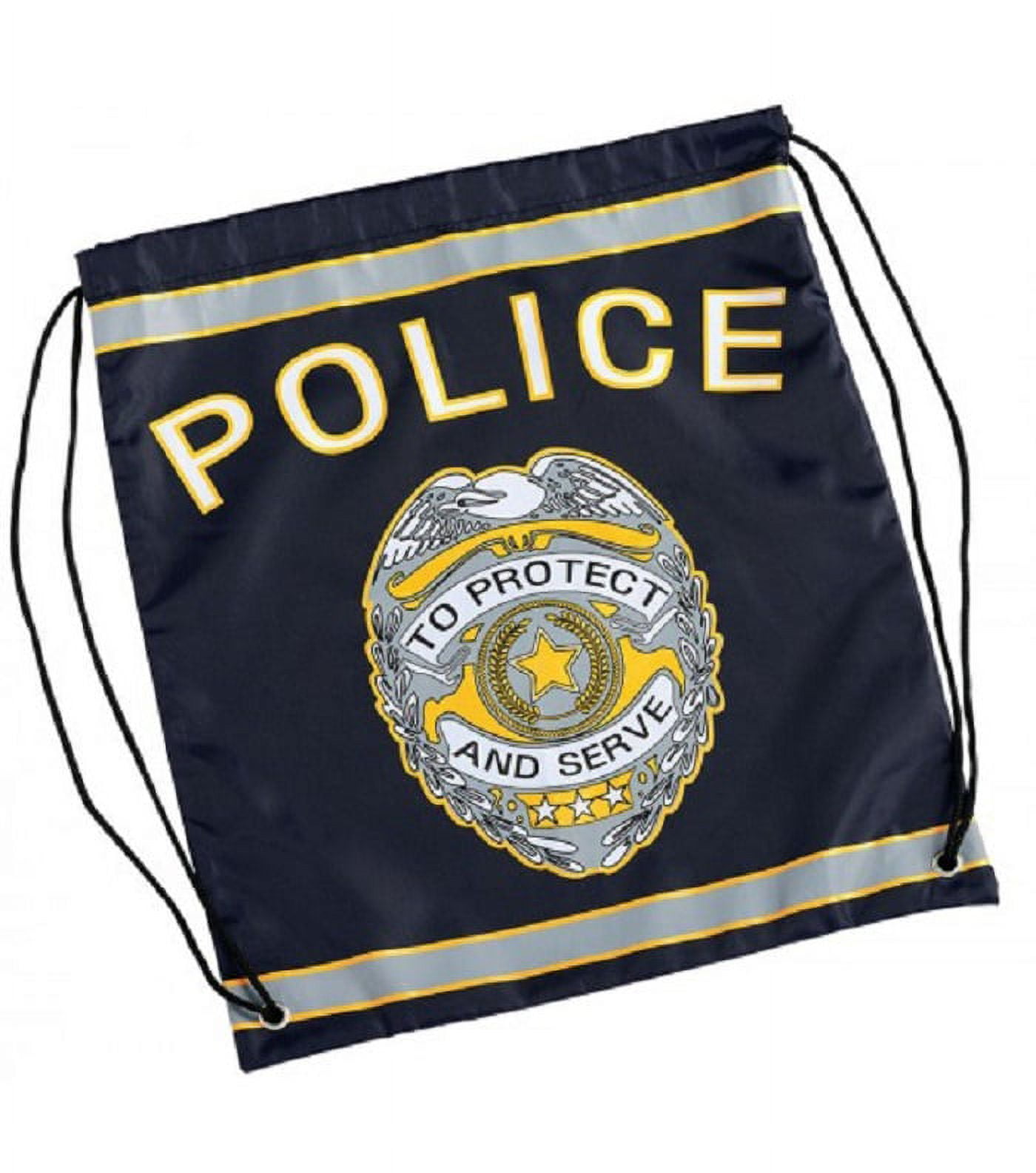 The Costume Center Navy Blue Police Themed Drawstring Backpack Unisex ...