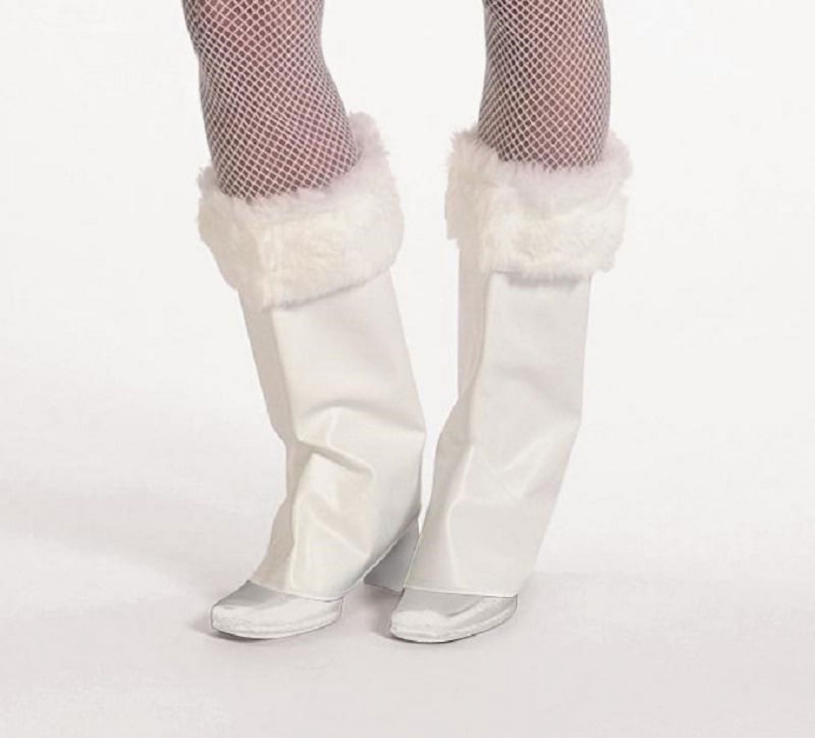 The Costume Center White Vinyl Pixie Boot tops with White Long-Hair ...