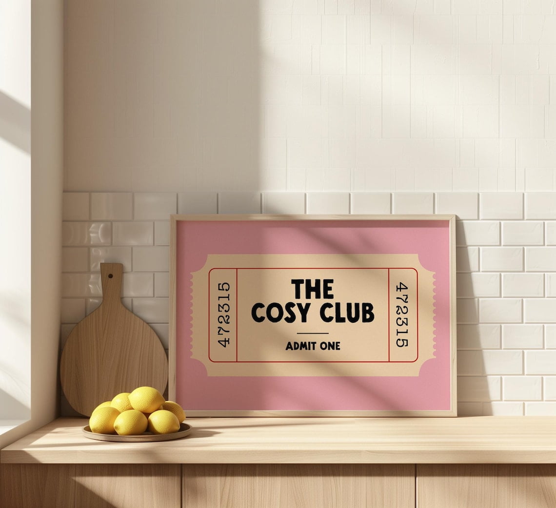 The Cosy Club Poster, Bedroom Poster Wall Art, Entryway Wall Decor ...