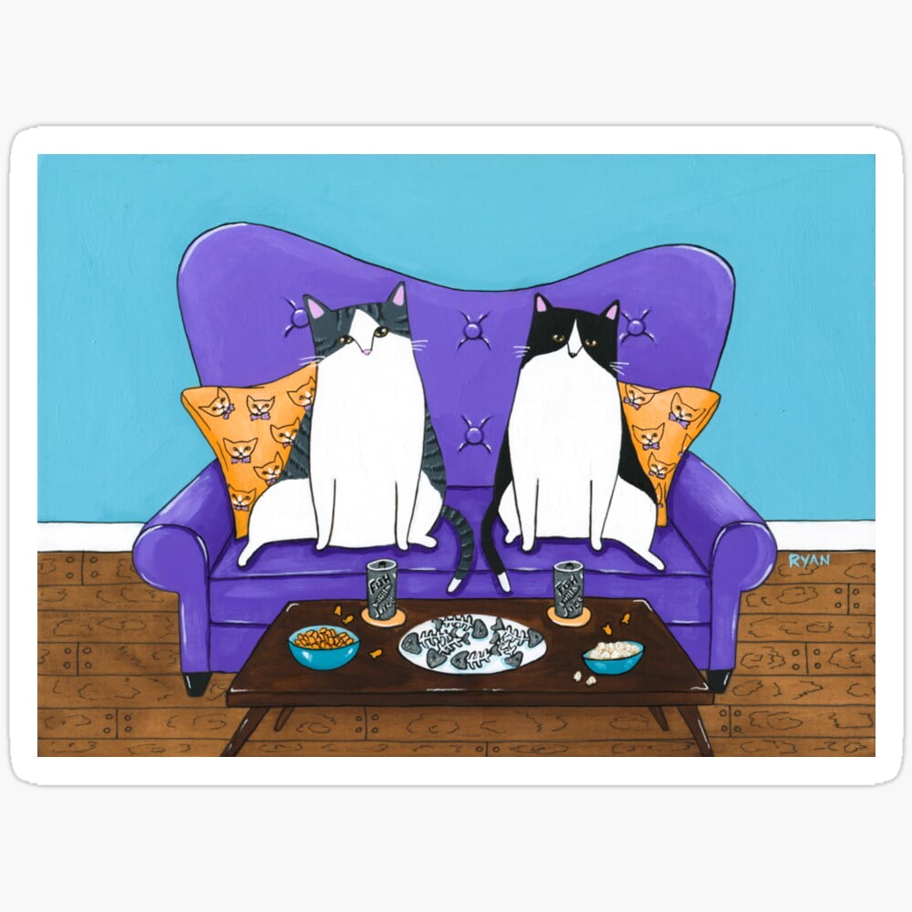 The Couch Potato Cats Sticker Phone Decal Water Bottle Stickers Car ...