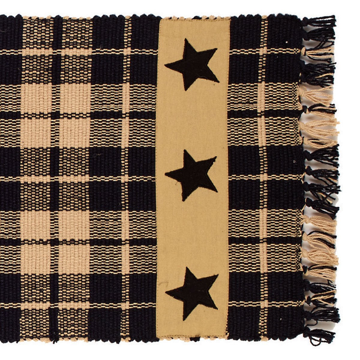 Farmhouse Star Country Table Runner, 100% Cotton, Black/Tan, 13x36 ...