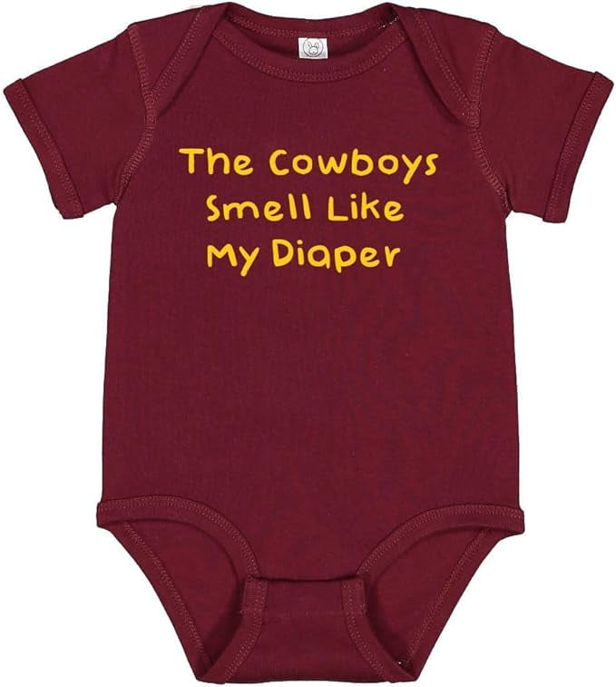 The Cowboys Smell Like My Diaper Funny Commanders Fan Baby Bodysuit ...