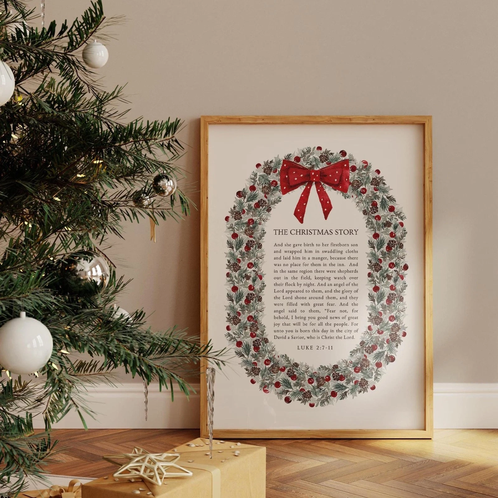 The Cozy Corner Christmas Nativity Poster Poster, Luke 2 Bible Verse ...