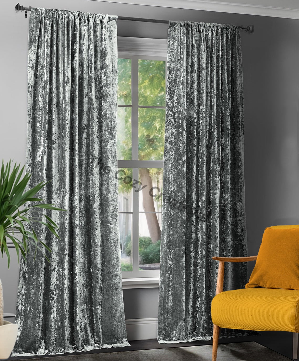 The Cozy Creation 52 in Wide Heavy Thick Velvet Curtains for Living ...