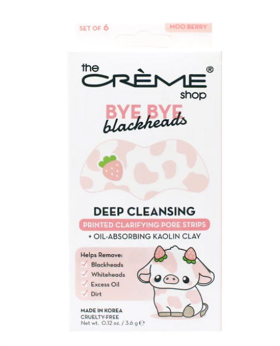 The Crème Shop Bye Bye Blackheads Printed Nose Strips - Moo Berry (Set ...
