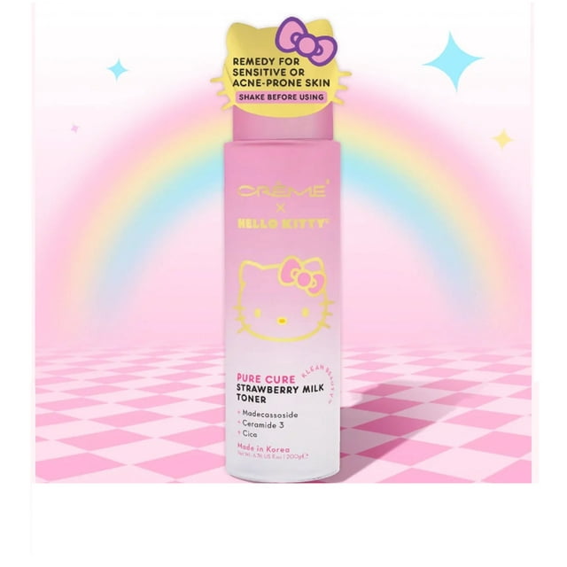 The Crème Shop, Hello Kitty Pure Cure Strawberry Milk Toner, Klean Beauty, 6.76 fl oz - Walmart.com