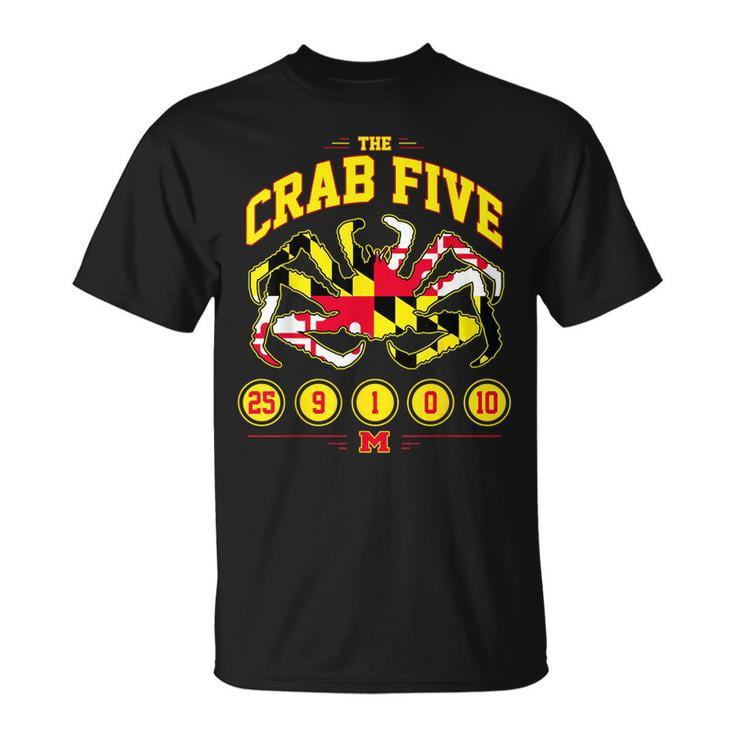 The Crab Five Crab Flag T-Shirt – Maryland Flag Graphic Tee, Crab Lover ...