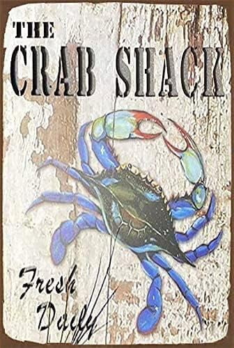 The Crab Shack Metal Tin Sign Fresh Daily Blue Crab Poster Retro Wall ...