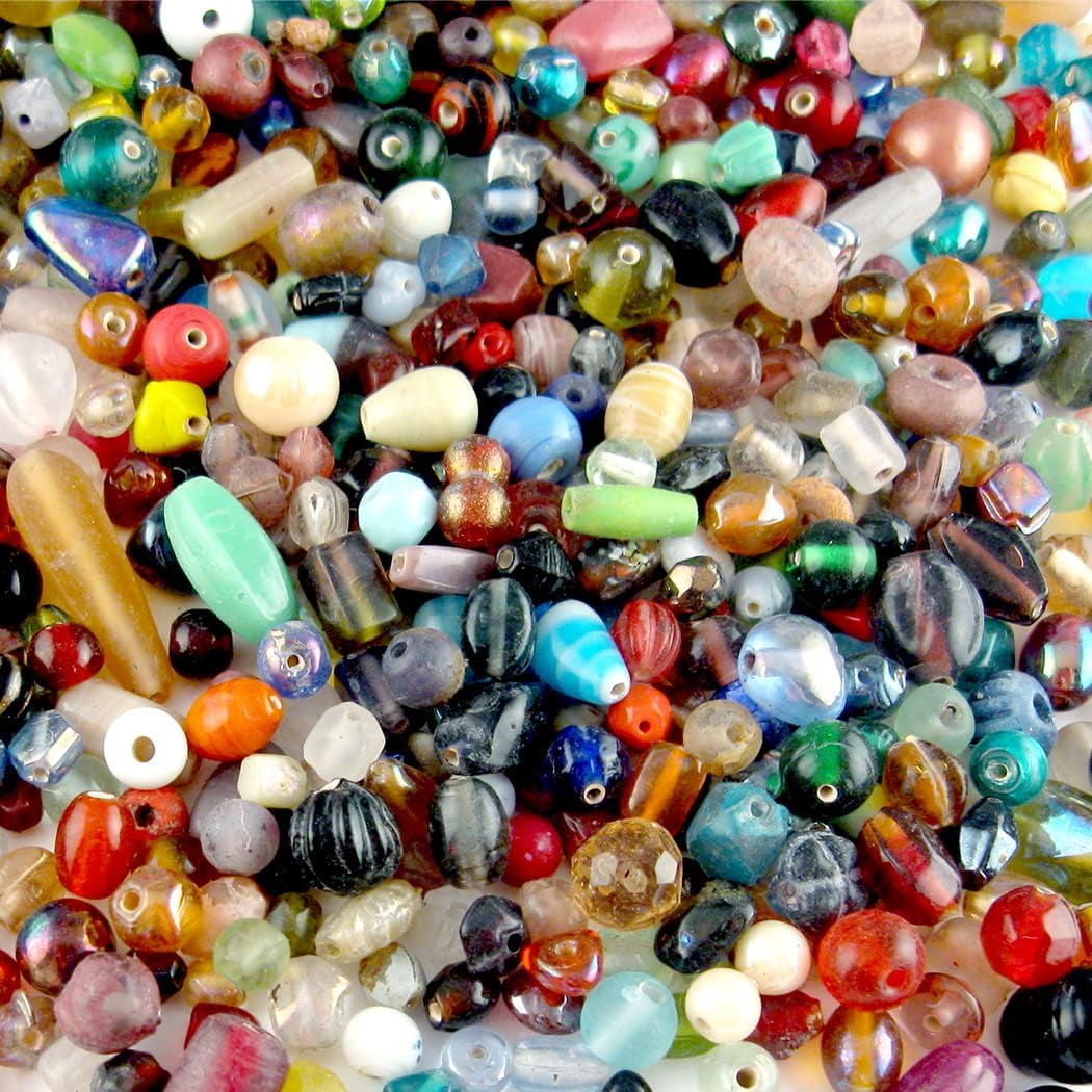 The Crafts Outlet 1lb=454g Bulk Assorted Shapes and Sizes 6-12mm Glass ...