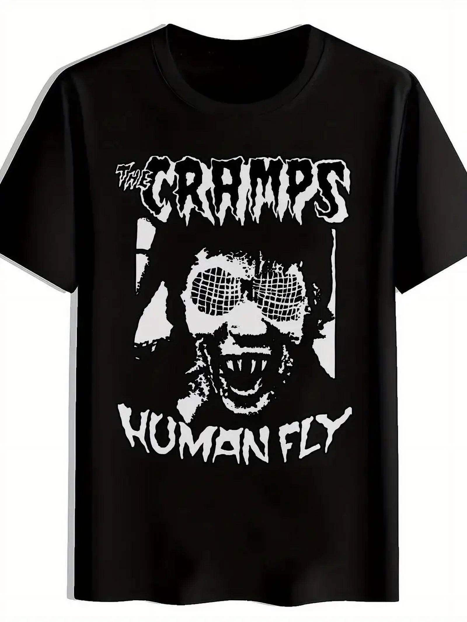 The Cramps Men's Rock Music Graphic T-Shirt - Black Casual Short Sleeve Tee with "Human Fly ...