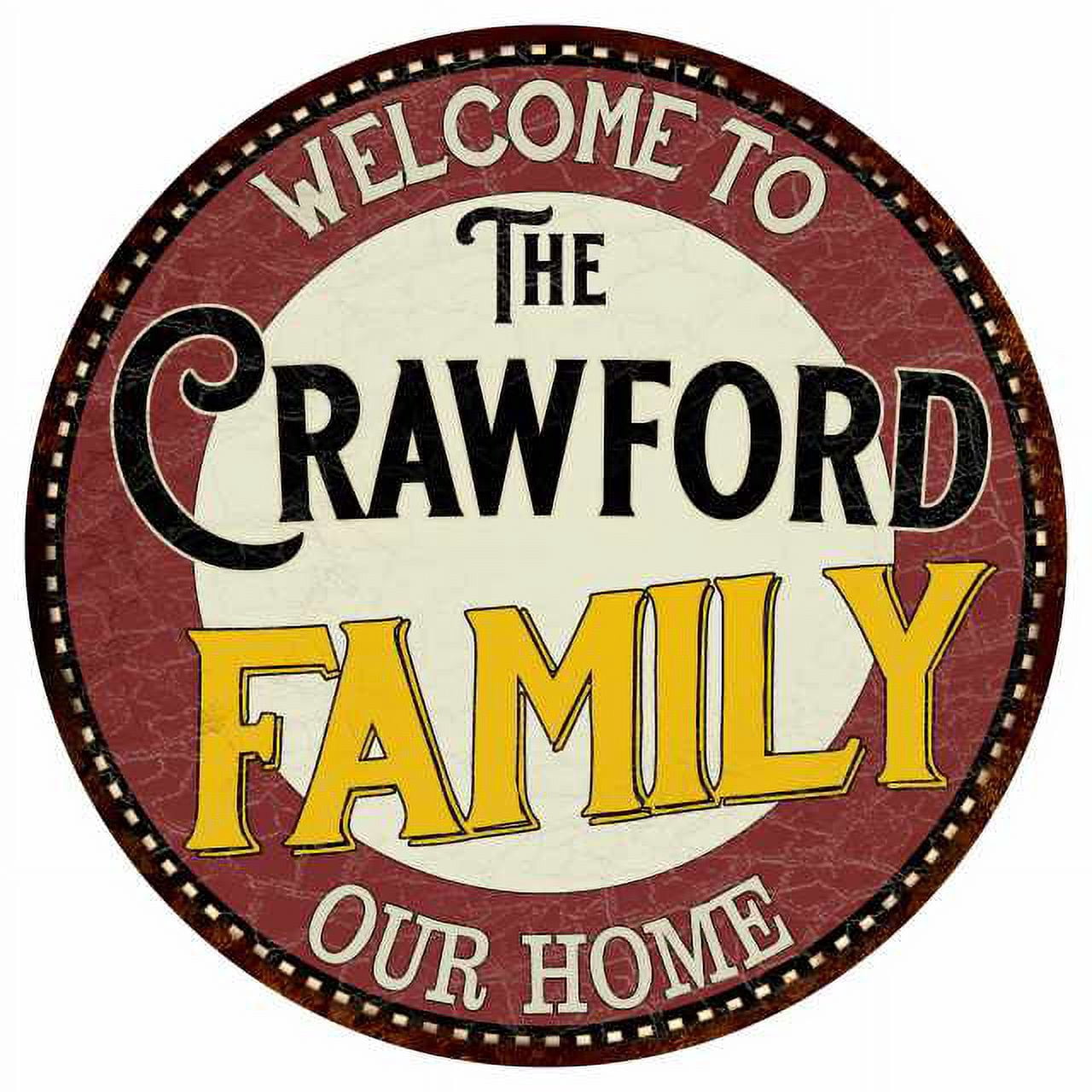 The Crawford Family 14" Round Metal Sign Kitchen Game Room Decor ...