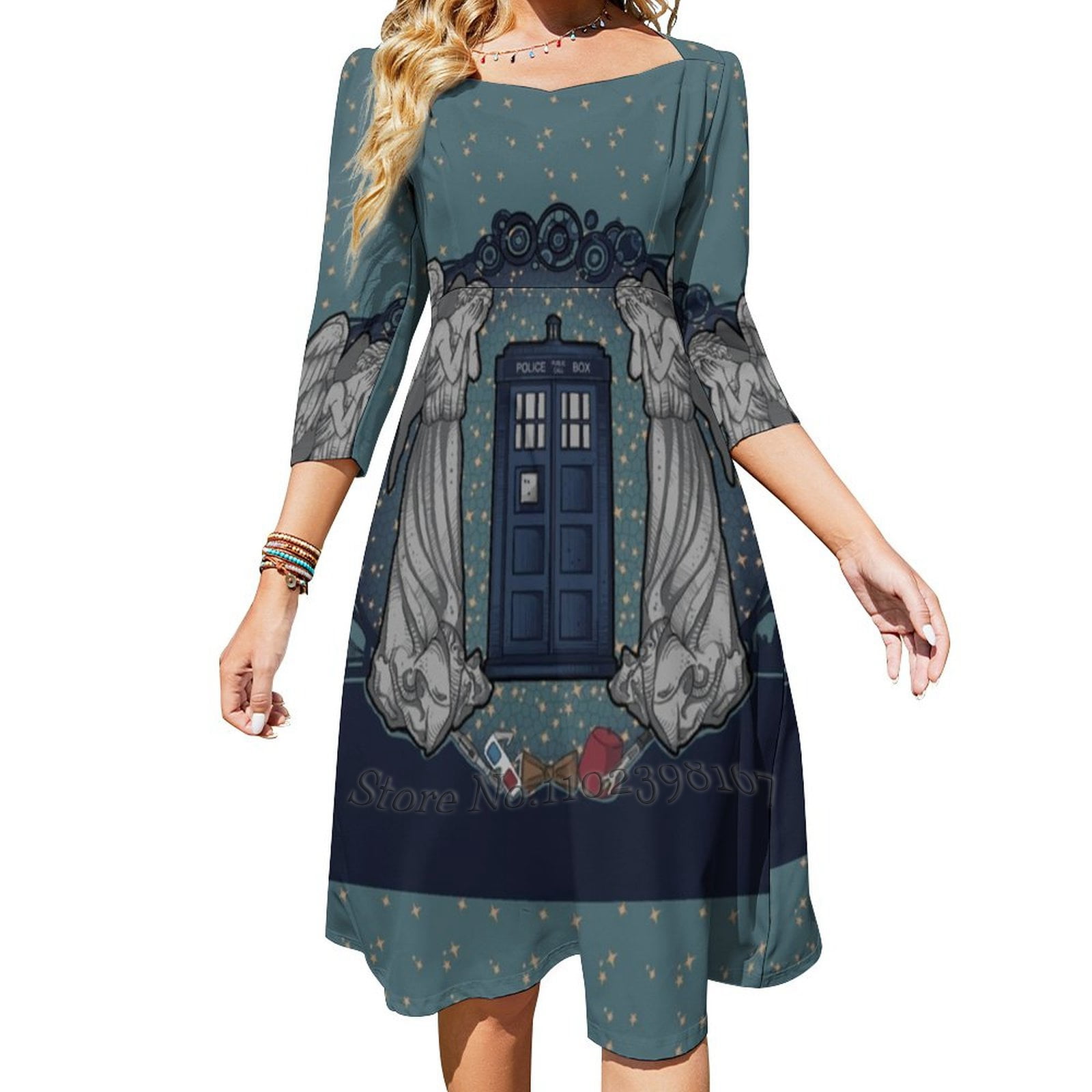 The Crest Art Nouveau Sweetheart Knot Flared Dress Fashion Design Large ...