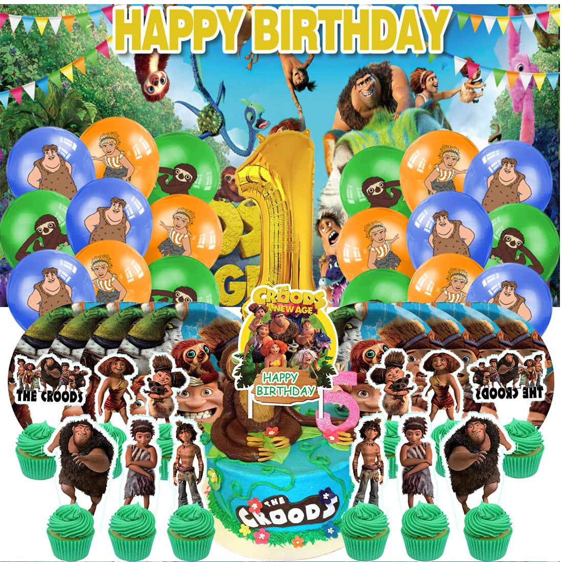 The Croods Balloons Party Supplies 1st Decor Tableware Birthday Cake ...