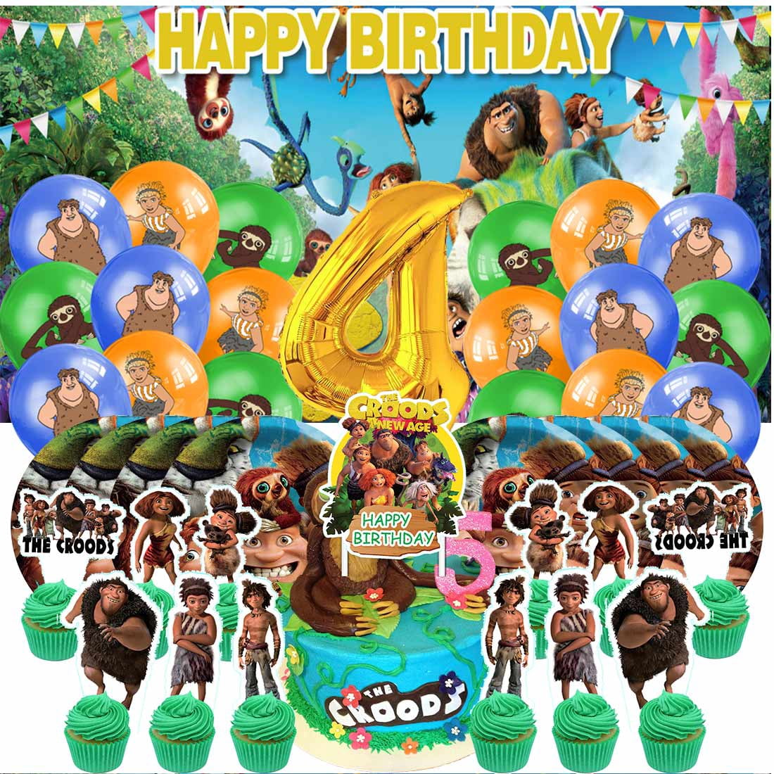 The Croods Balloons Party Supplies 4th Decor Tableware Birthday Cake ...