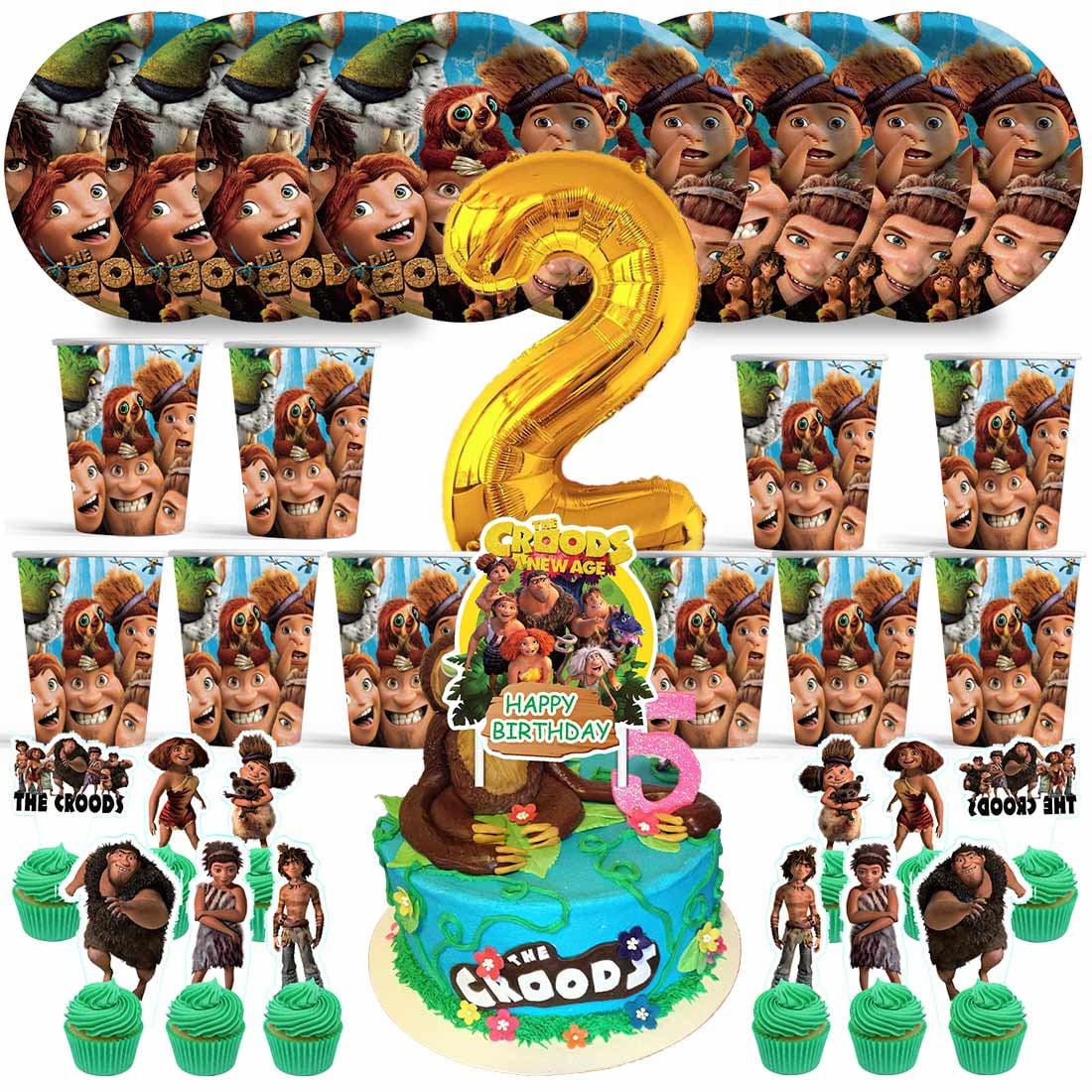 The Croods Birthday 2nd Cups Party Supplies Plates Fans Decorations ...