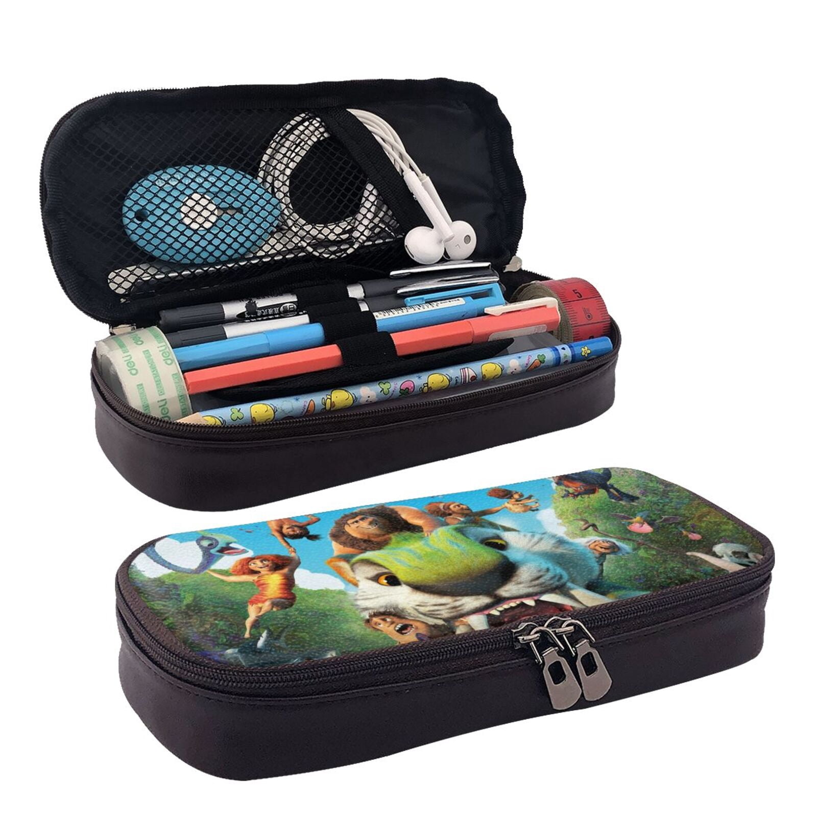 The Croods Brown Pencil Case Student Leather Pen Bag Holder Stationery ...