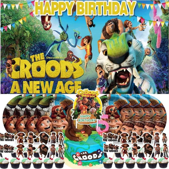 The Croods Party Supplies Birthday Decorations Plates Banner Kids Cake ...