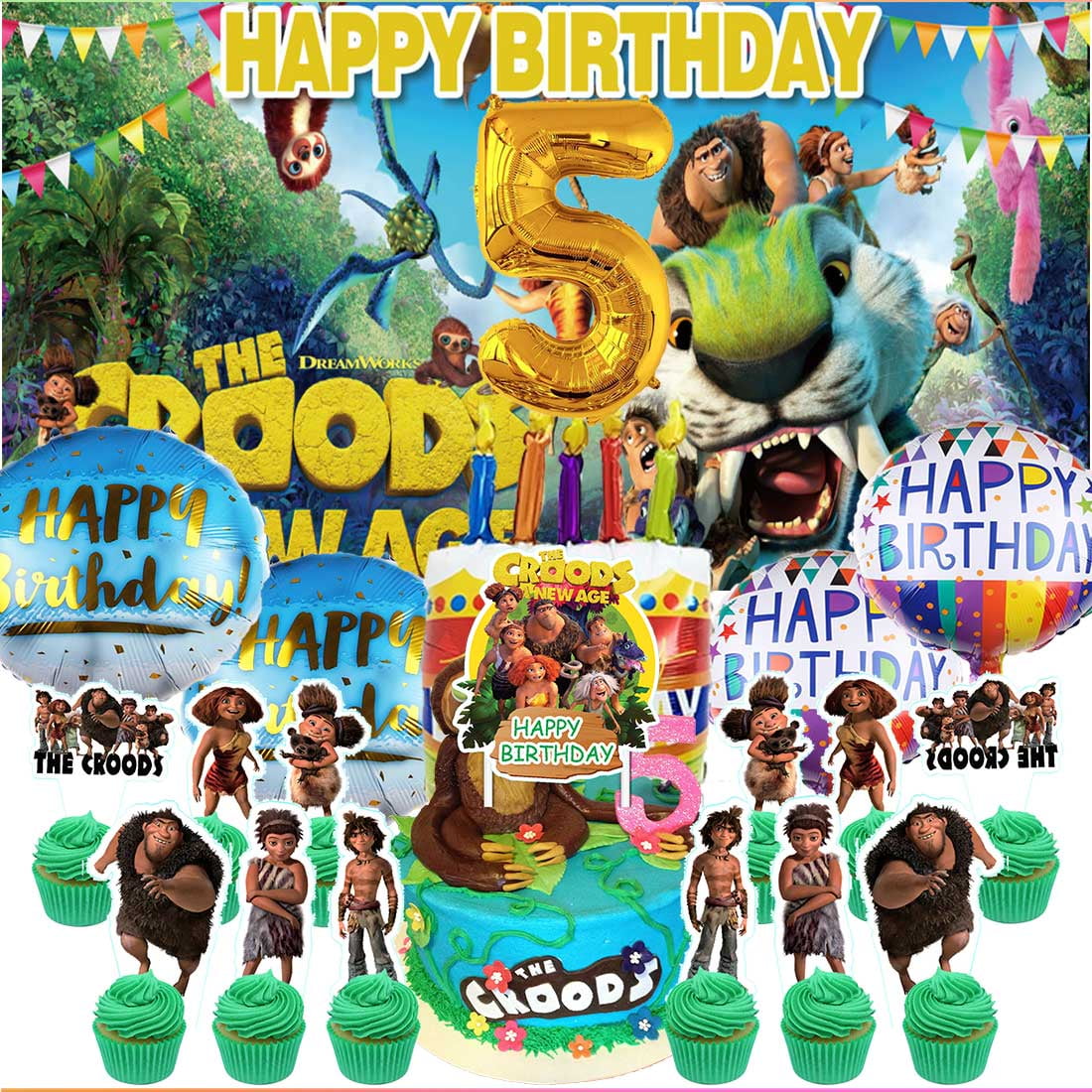 The Croods Party Supplies Decor 5th Kit Balloons Birthday Cake Topper ...