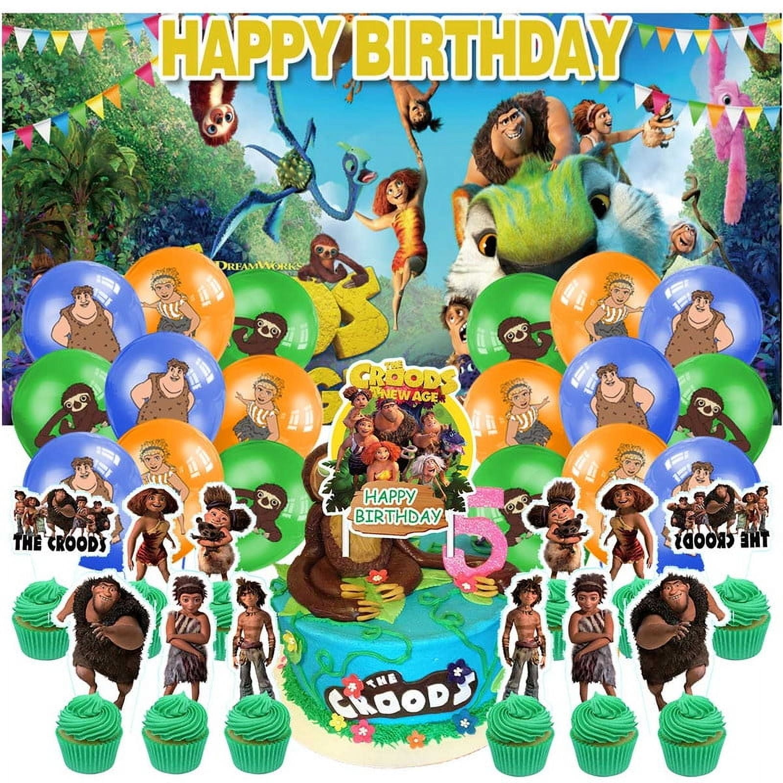 The Croods Party Supplies Decor Kit Latex Balloons Birthday Cake Topper ...