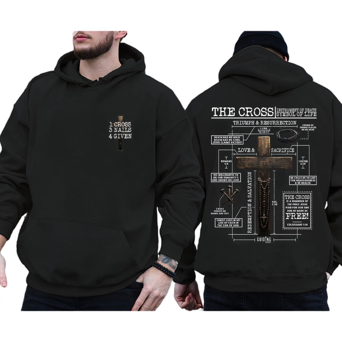 The Cross Instrument of Life Double Sided Christian Hoodie – Faith ...