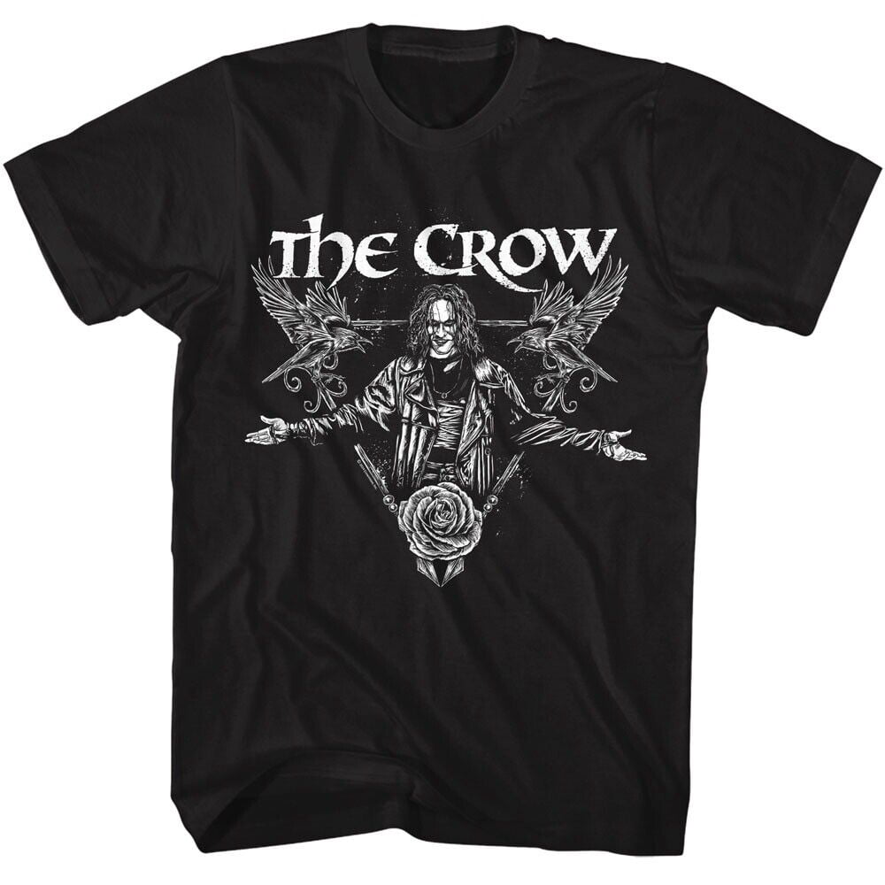 The Crow Horror Movie T-Shirt Brandon Lee CROWS AND ROSE TRIANGLE Black ...
