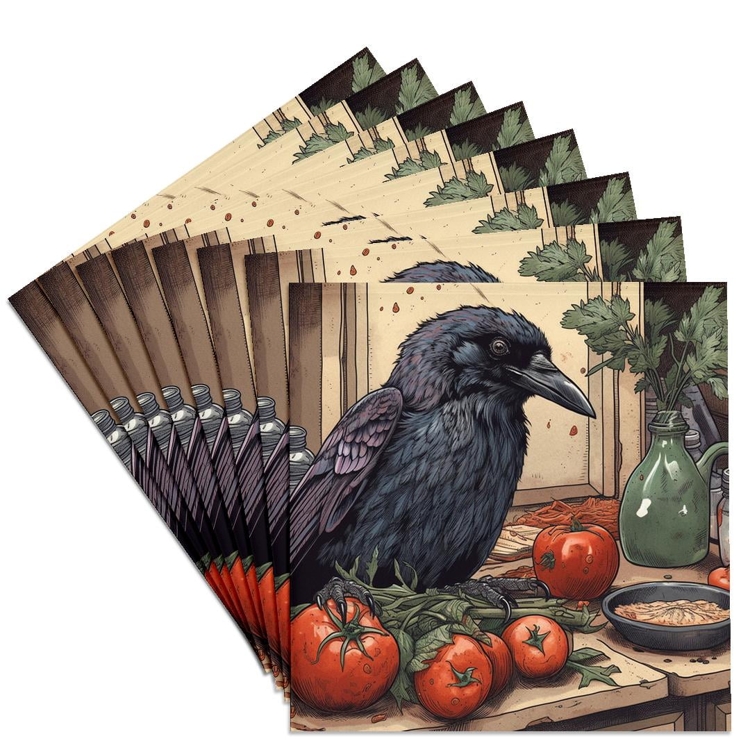 3drose, the Crow in the Kitchen, Set of 8 Ceramic Tile Coasters ...