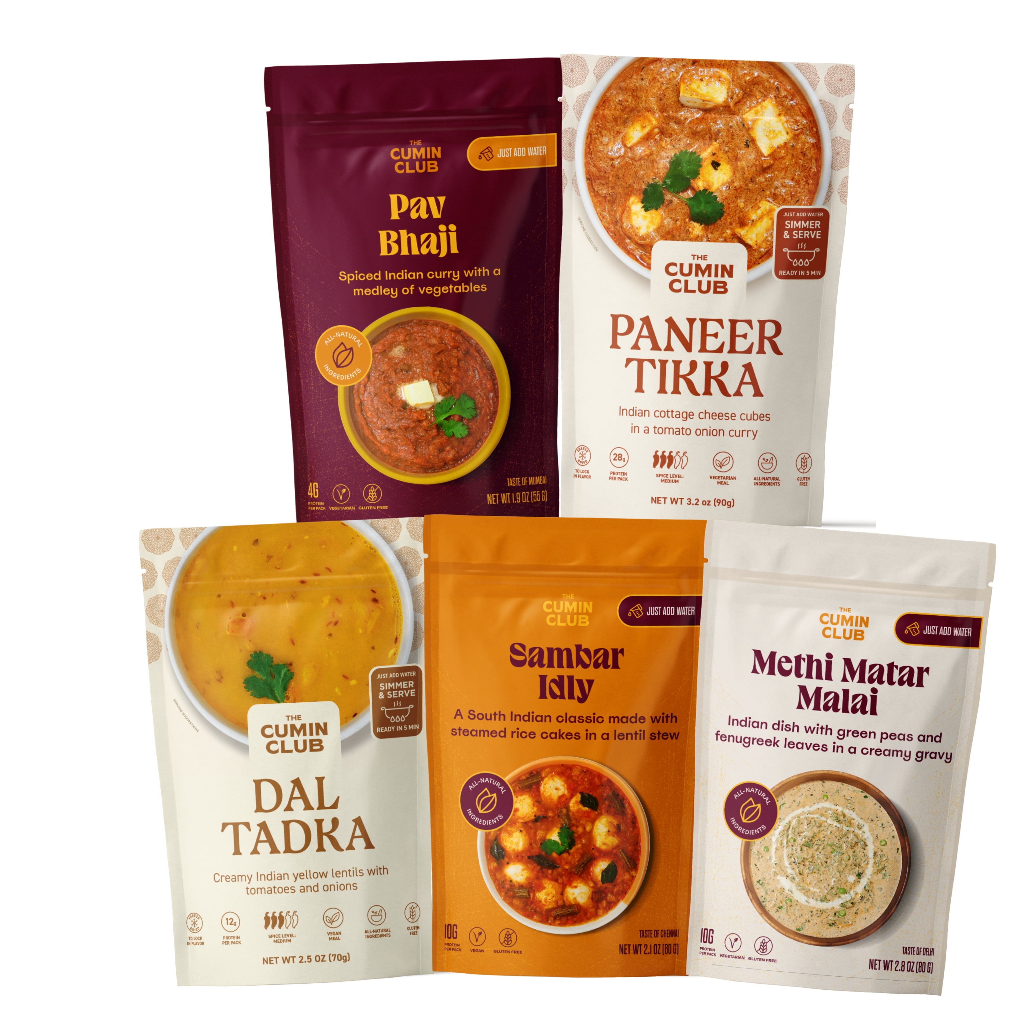 The Cumin Club Variety Pack | 5 Authentic Indian Meals | Ready in 5 ...