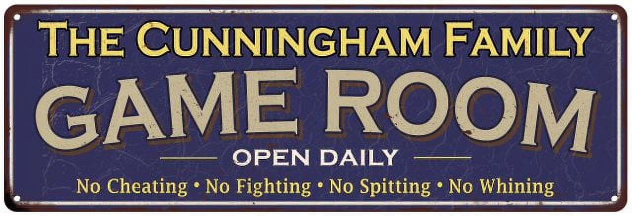 The Cunningham Family Blue Game Room Metal 6x18 Sign 106180037979 ...