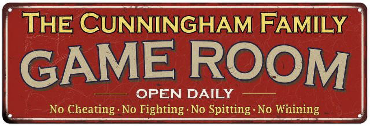 The Cunningham Family Red Game Room Metal 6x18 Sign 106180038979 ...