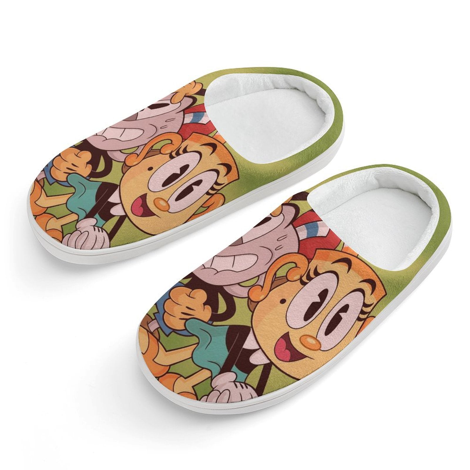 The Cuphead Show Animated Kid's Cotton Slippers Winter Warm Soft Plush ...