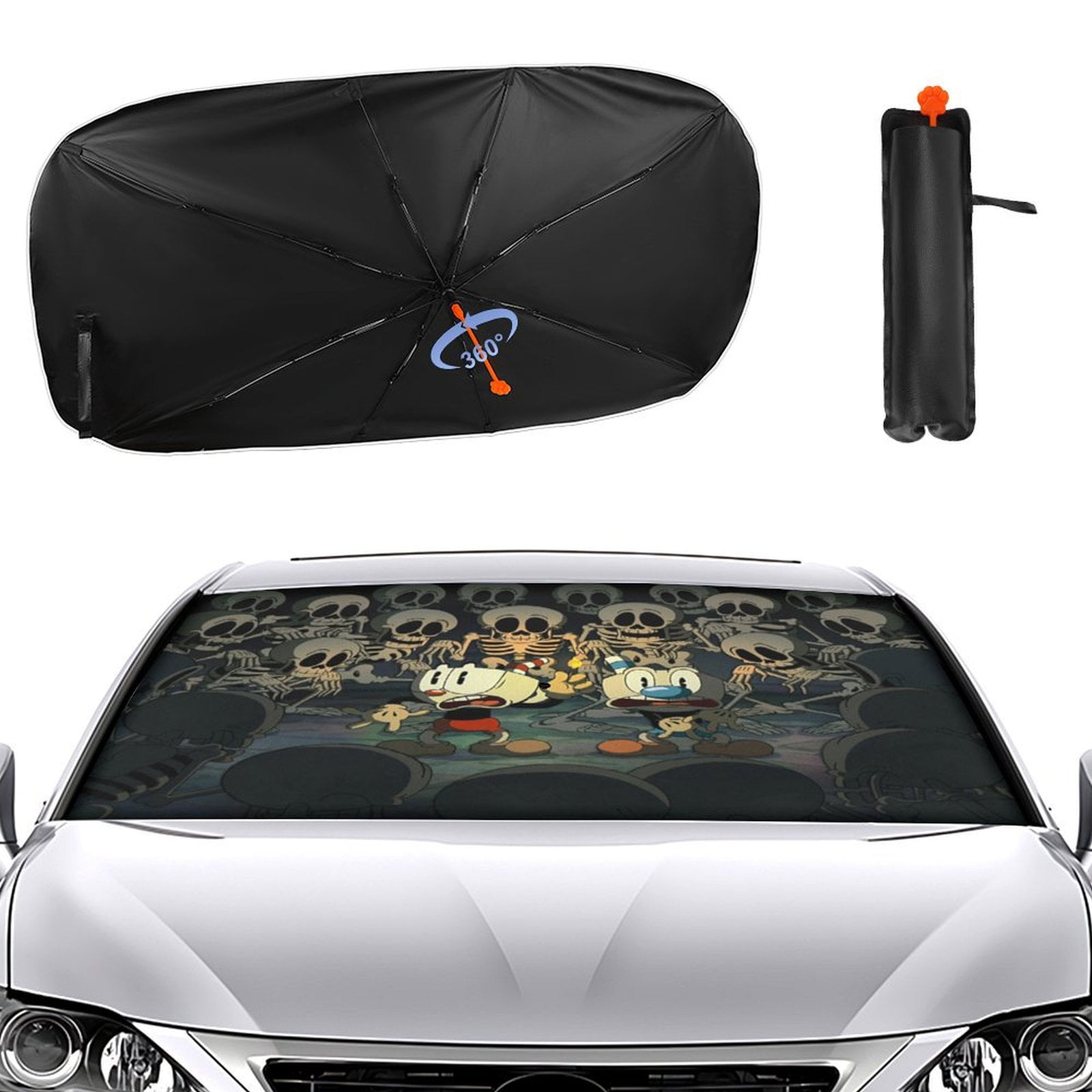 The Cuphead Show Car Windshield Sun Shade Umbrella, UV Protection ...