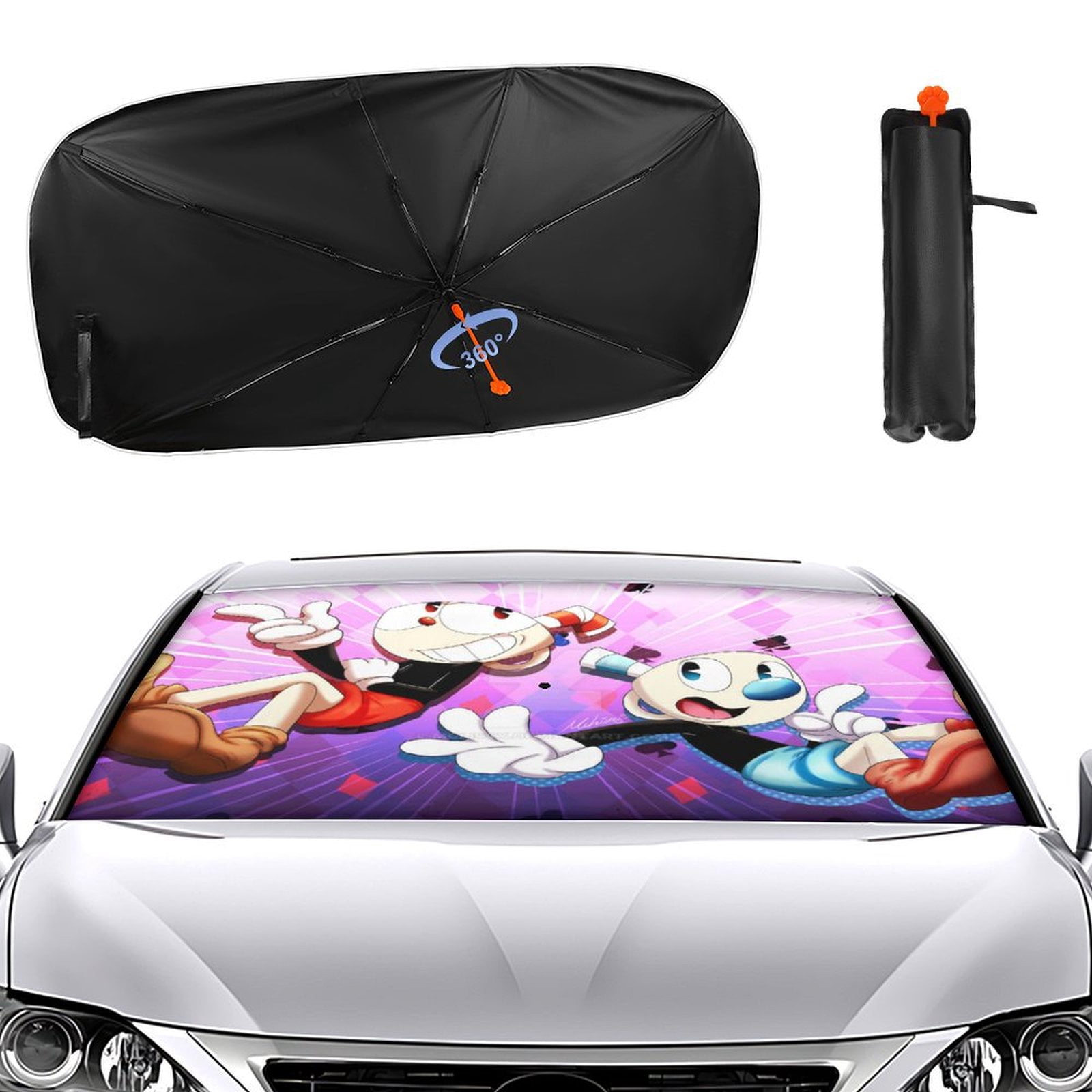 The Cuphead Show Car Windshield Sun Shade Umbrella, UV Protection ...