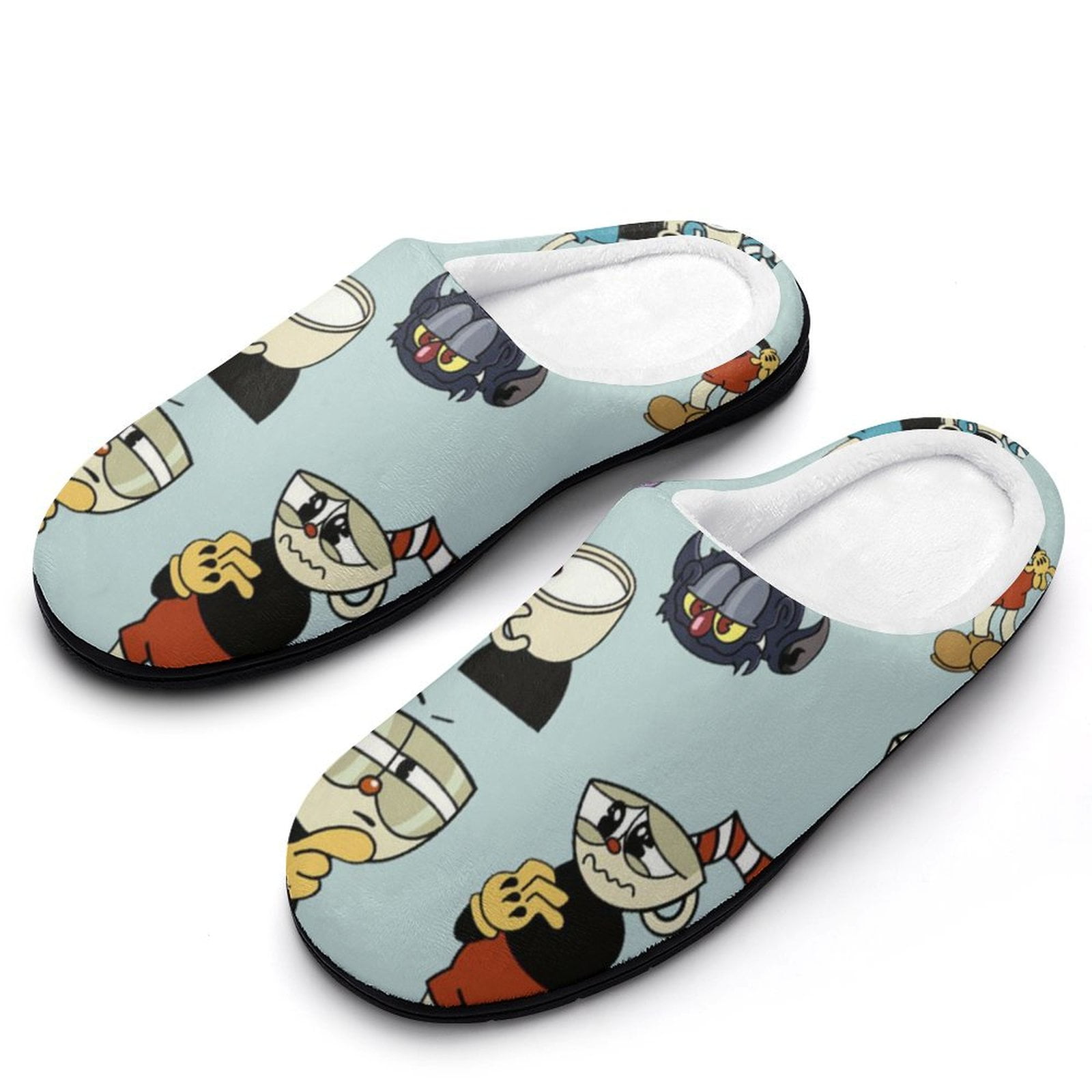 The Cuphead Show Cartoon Fuzzy Cotton Slippers For Mens Winter Cotton ...